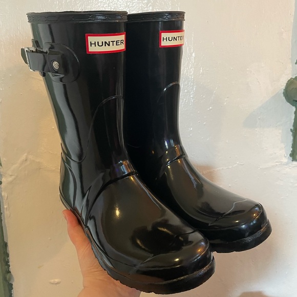 Hunter | Shoes | Hunter Midcalf Gloss Black Rainboots | Poshmark